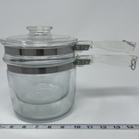 Pyrex | Kitchen | Vintage Pyrex Flameware 5qt Clear Glass Double Boiler ...
